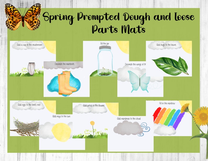 Spring Printable Mats, Play Dough Mats, Loose Parts Play, Spring ...