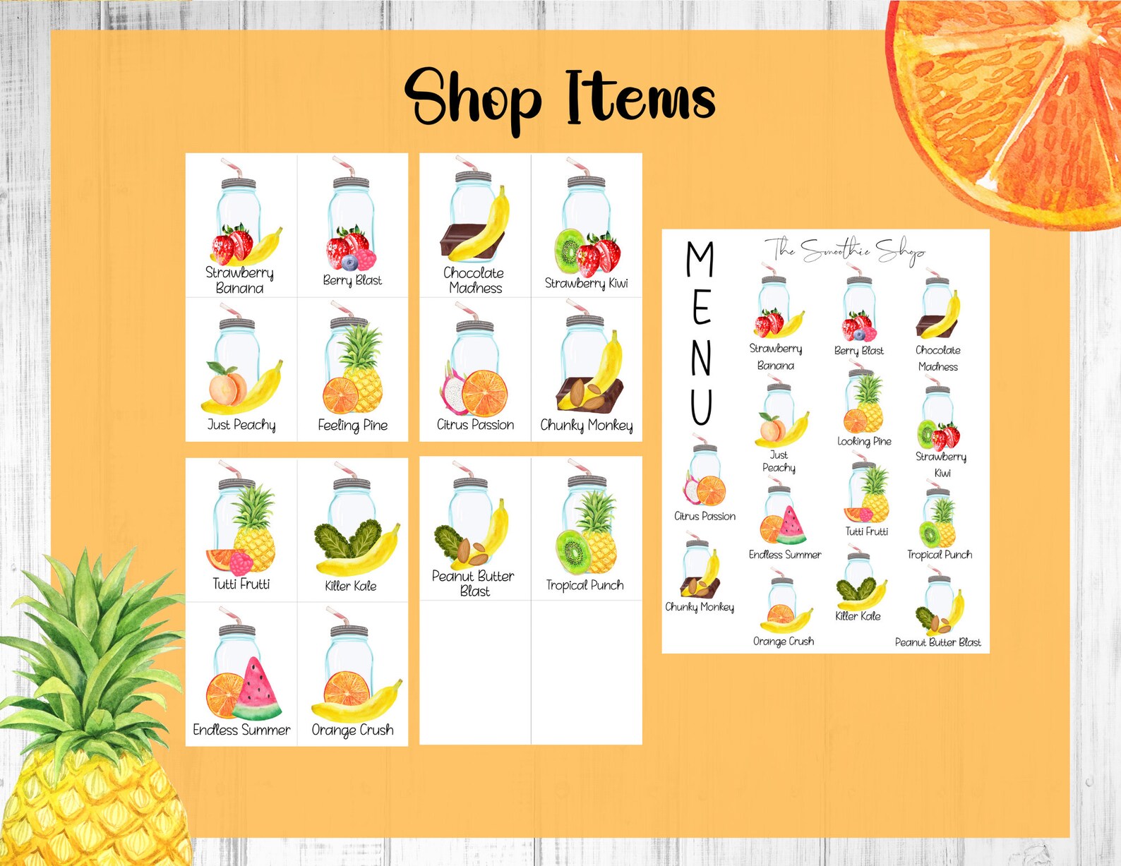 Smoothie Pretned Play Shop, Loose Parts Recipe Cards, Loose Parts Play ...