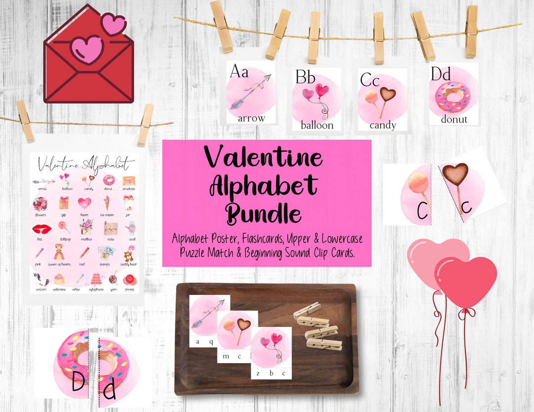 Valentine Alphabet, Valentine Preschool Printable Bundle, Valentine ...