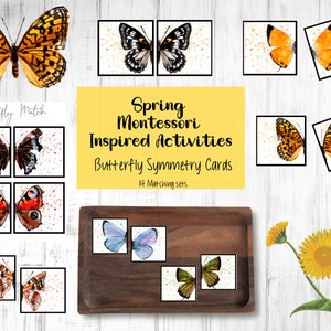 Butterfly Symmetry Cards, Spring Montessori Inspired Activitity, Spring ...