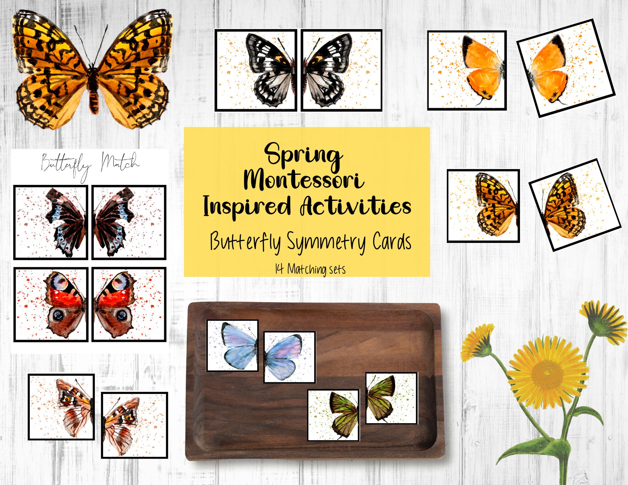 Butterfly Symmetry Cards, Spring Montessori Inspired Activitity, Spring ...
