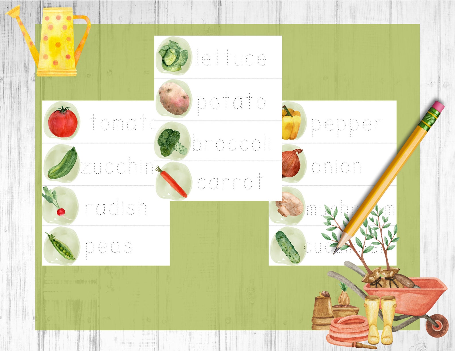 Preschool Vegetable Printable Bundle, Homeschool Vegetable Printable ...