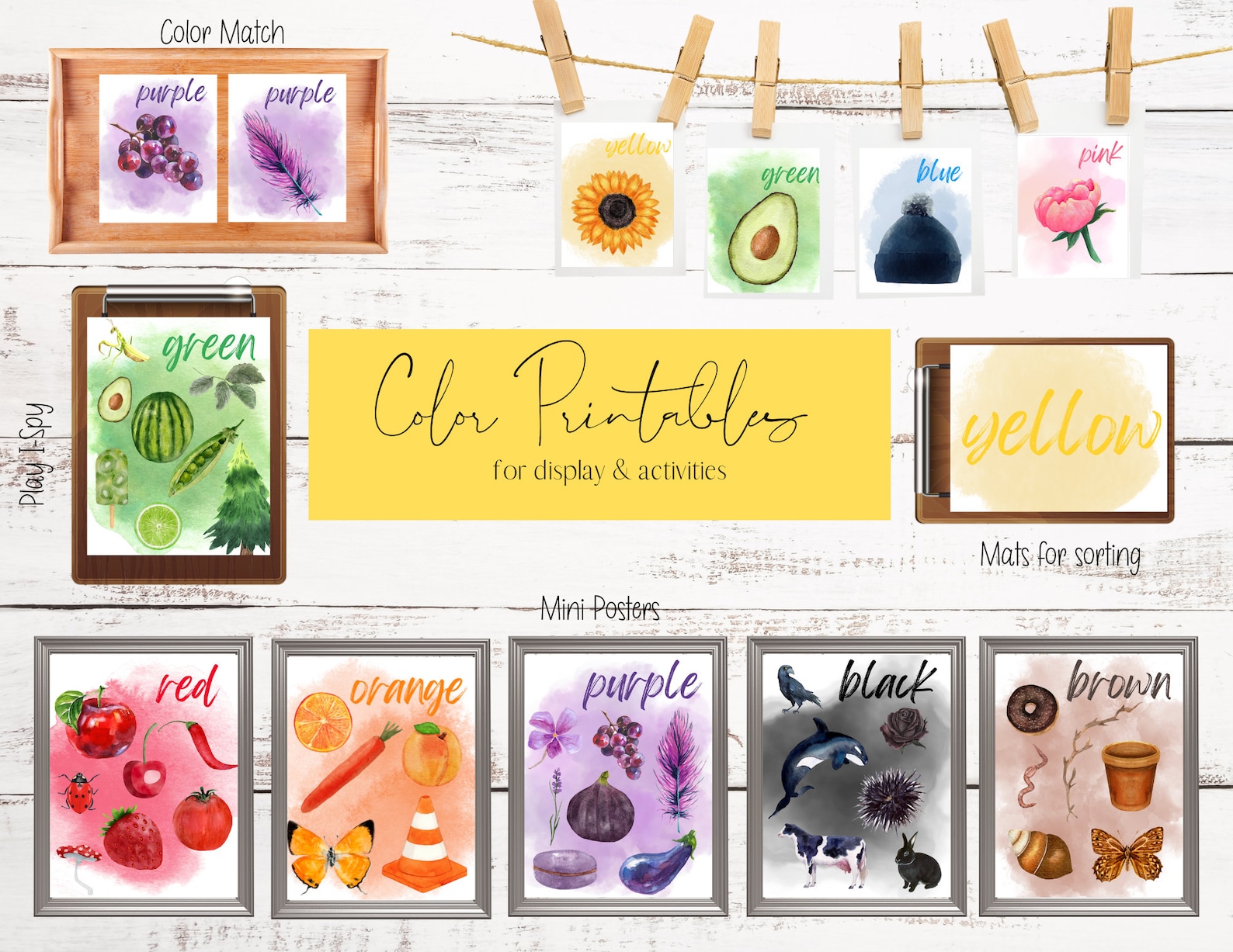 Color Decor Classroom, Printable Bundle, Color Posters, Preschool Color ...