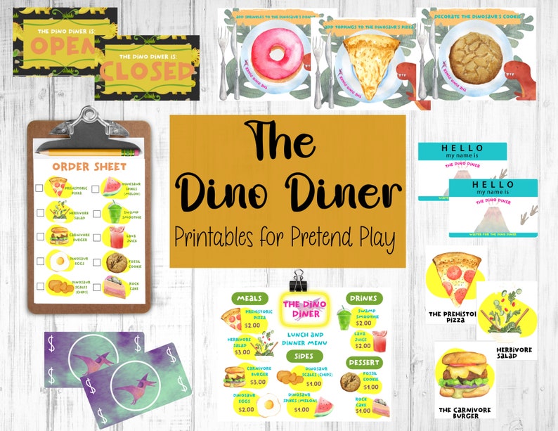 The Dino Diner, Pretned Play Shop, Pretend Play Printables, Dramtic ...