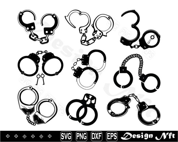Handcuff Svg Clipart Cut Files for Silhouette Vector Dxf - Etsy Canada