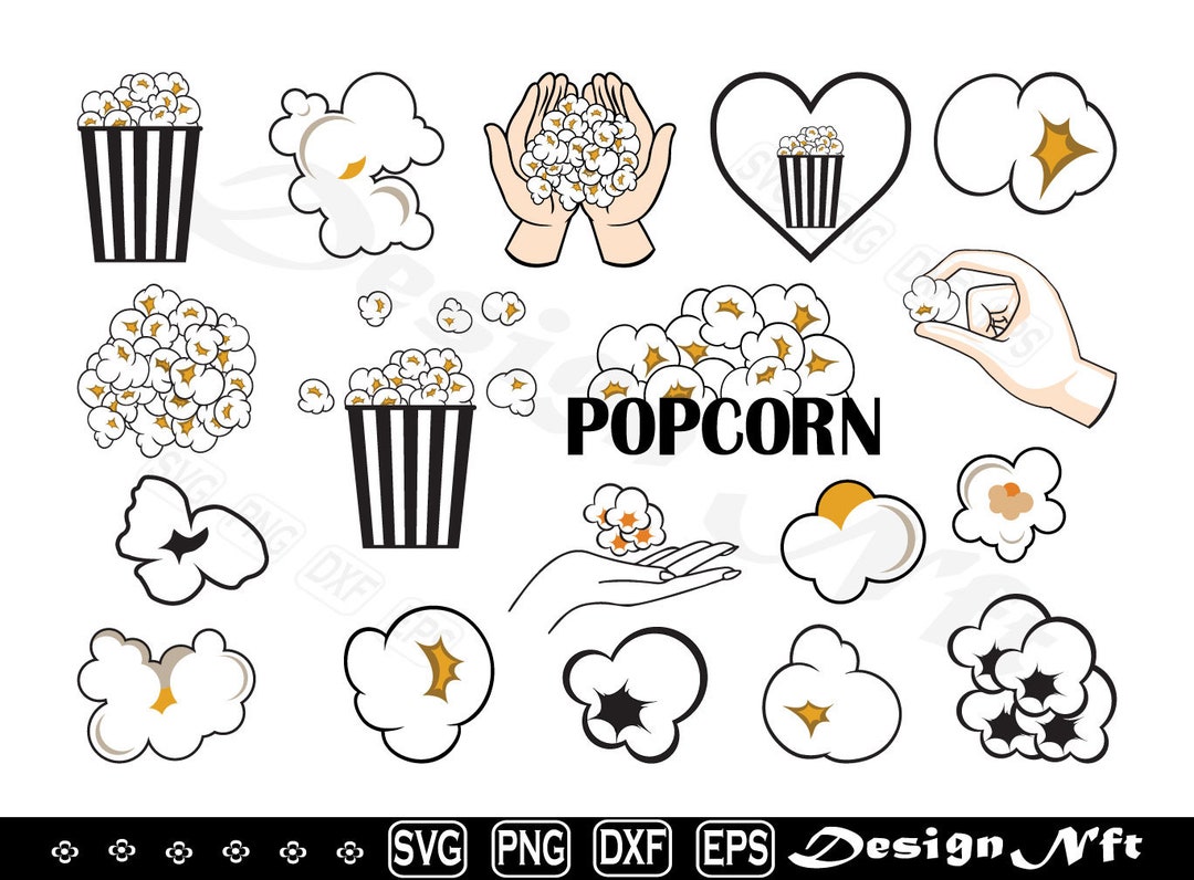 Popcorn Svg, Clipart, Cut Files for Silhouette, Vector, Dxf, Eps, Png ...