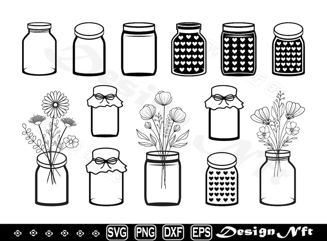 Mason Jar Svg, Mason Svg, Jar Svg, Clipart, Cut Files for Silhouette ...