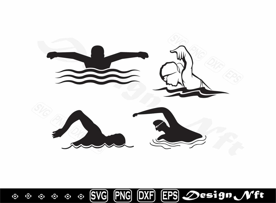 Swimming Svg, Swimmer Svg Clipart, Cut Files for Silhouette, Vector ...