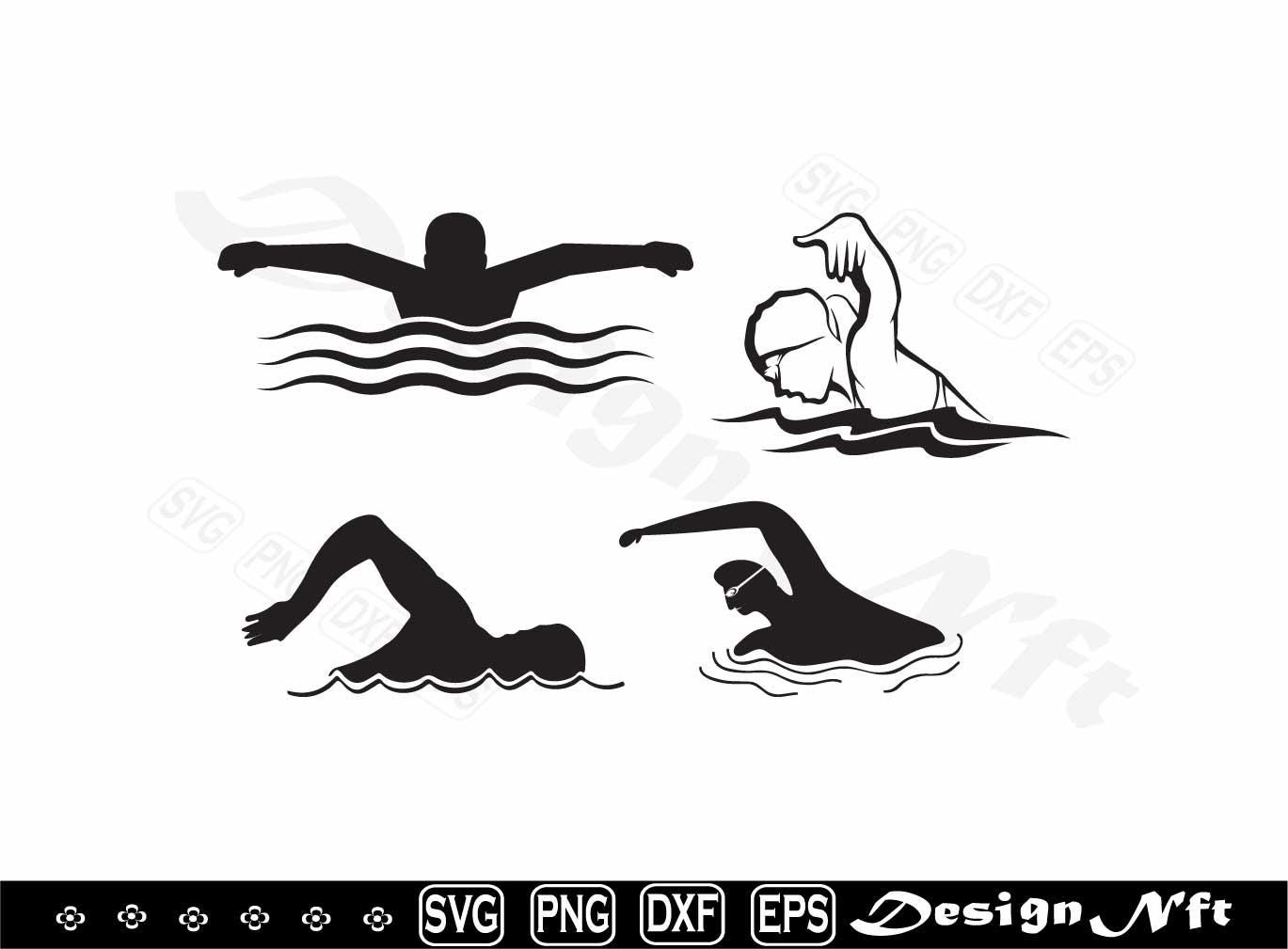 Swimming Svg, Swimmer Svg Clipart, Cut Files for Silhouette, Vector ...