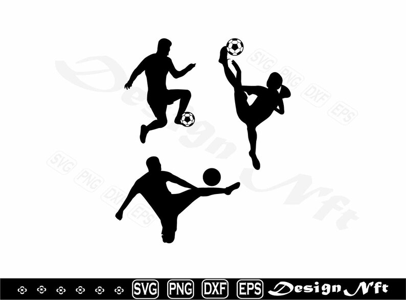 Soccer Player Svg, Clipart, Cut Files for Silhouette, Vector, Dxf, Eps ...