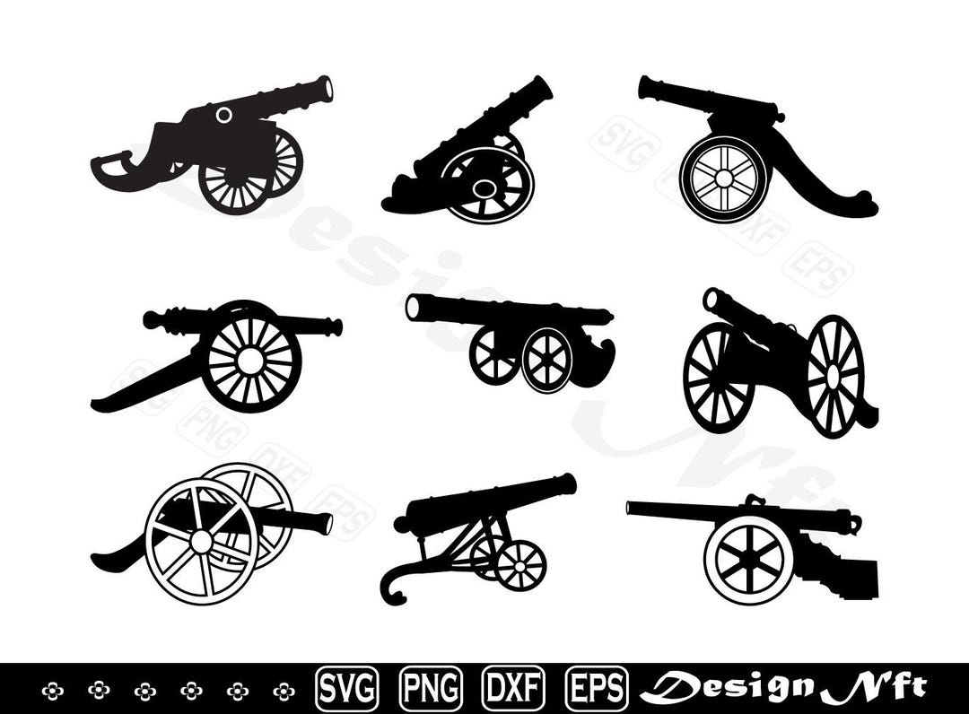 Cannon Svg, Cut File for Silhouette, Eps, Dxf, Png, Clipart, Design - Etsy