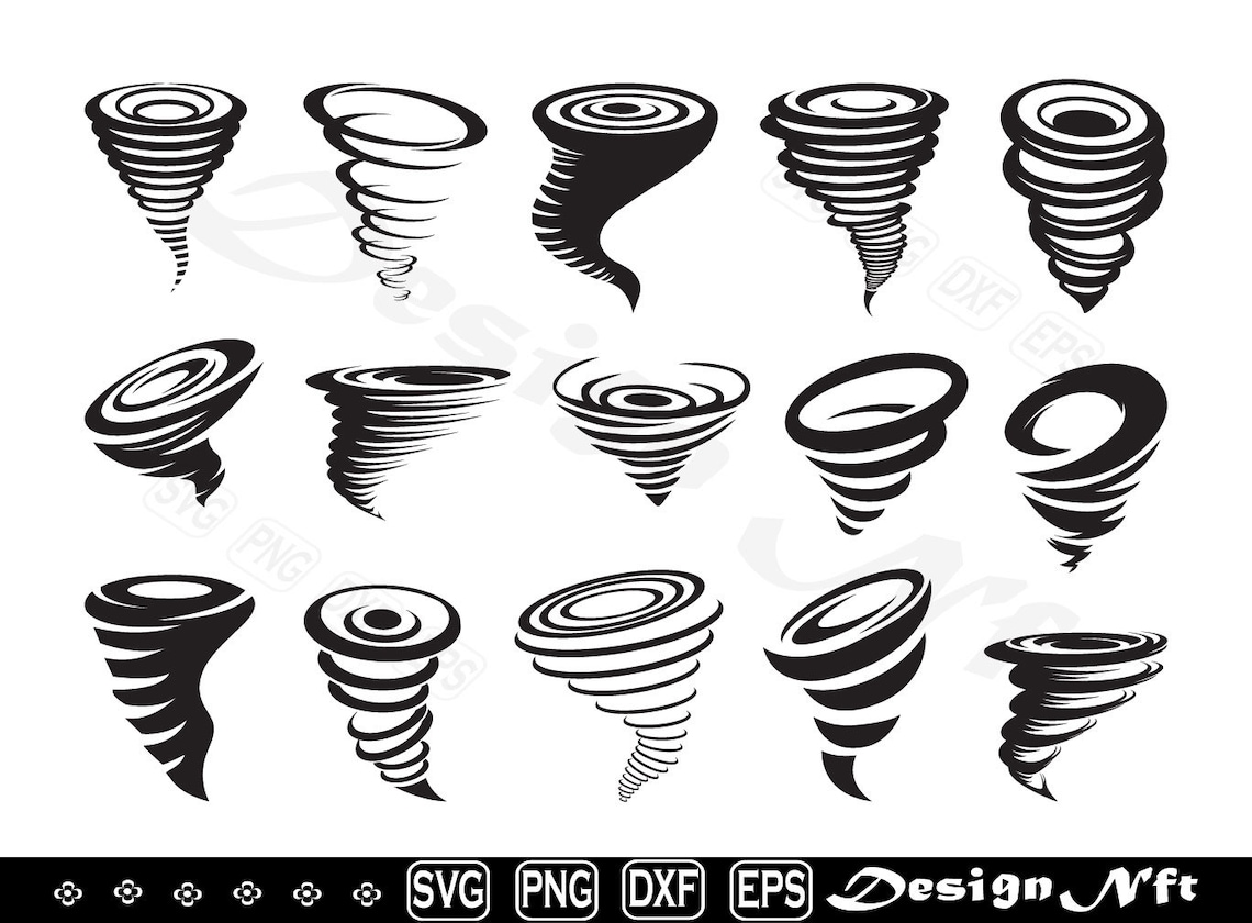 Tornado Svg, Clipart, Cut Files for Silhouette, Vector, Dxf, Eps, Png ...