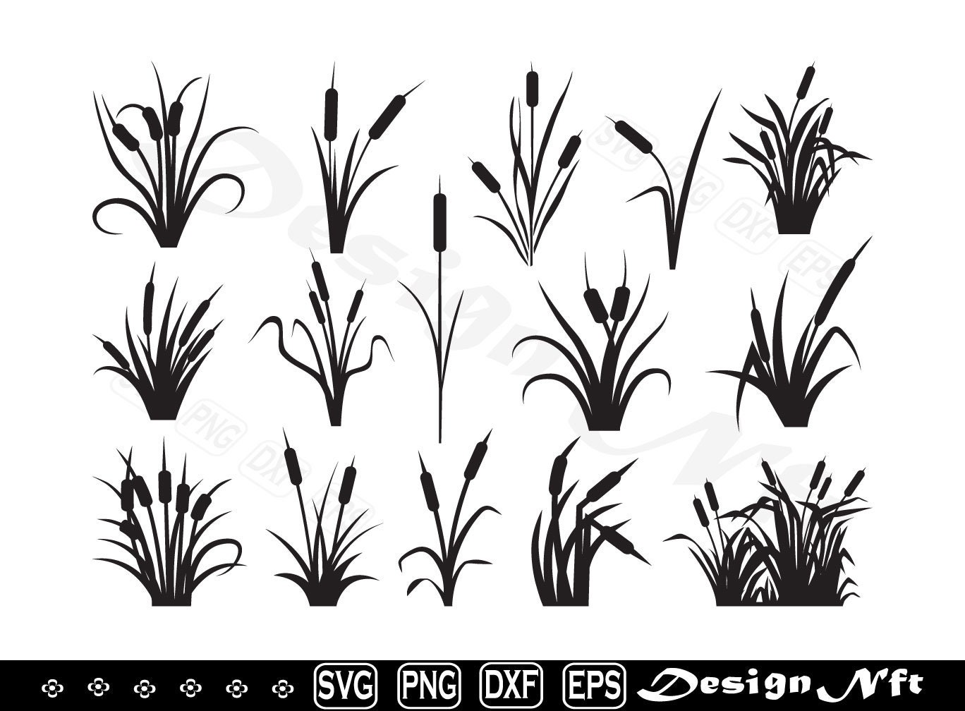 Cattail Svg, Clipart, Cut Files for Silhouette, Vector, Dxf, Eps, Png ...