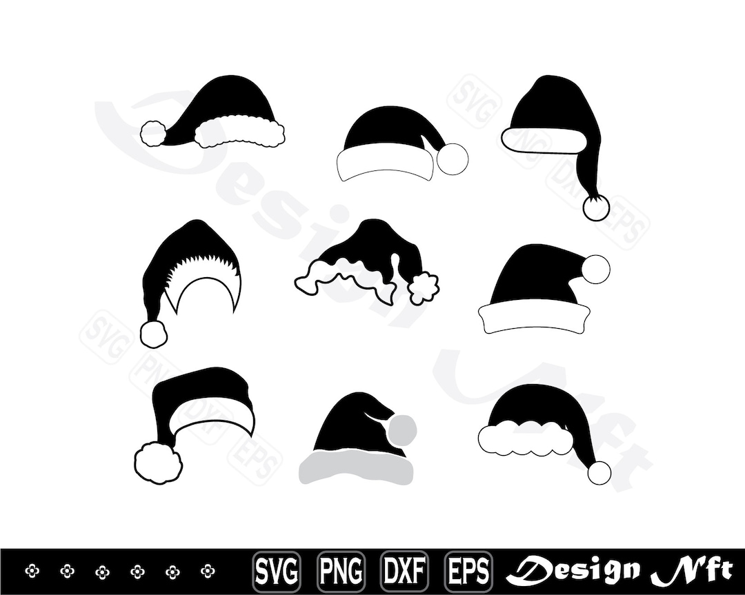 Santa Hat Svg,santa Hat Clipart, Santa Hat Cut Files for Silhouette ...