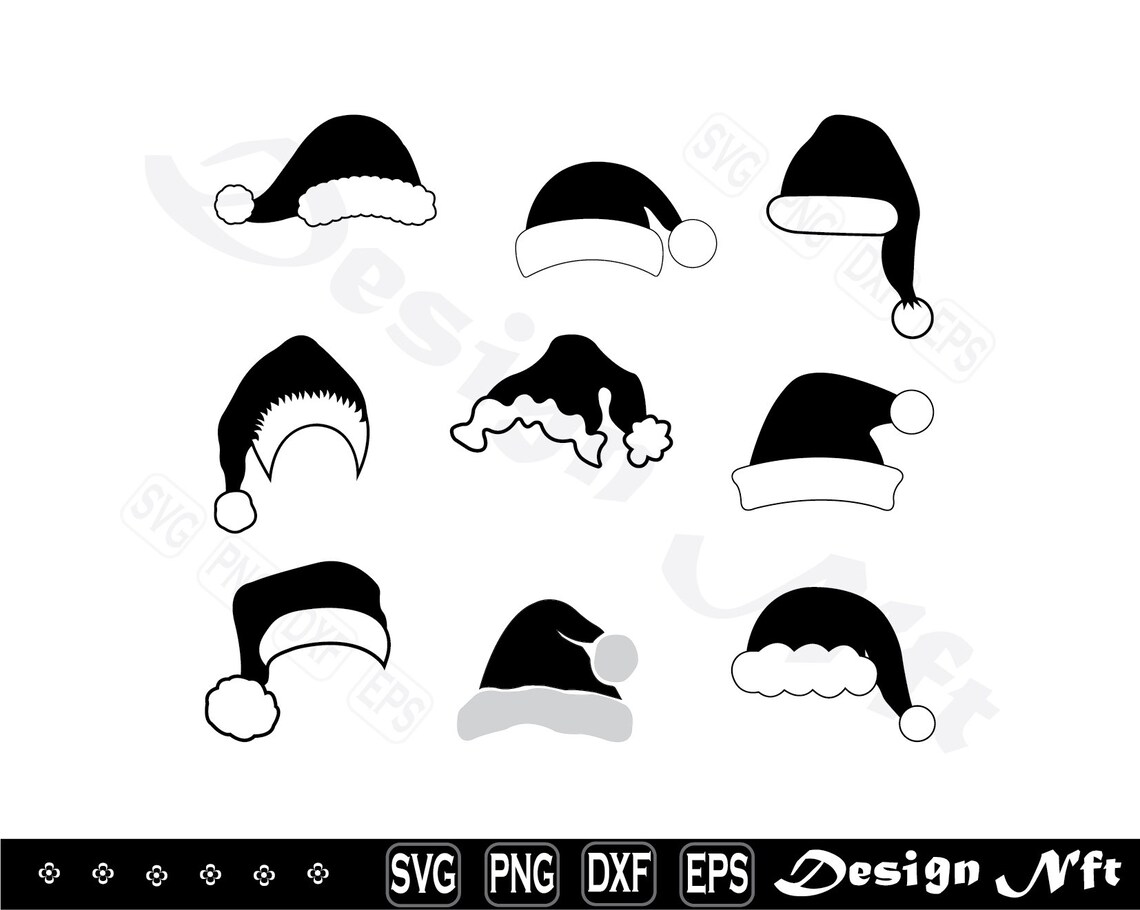 Santa Hat Svg,santa Hat Clipart, Santa Hat Cut Files for Silhouette ...