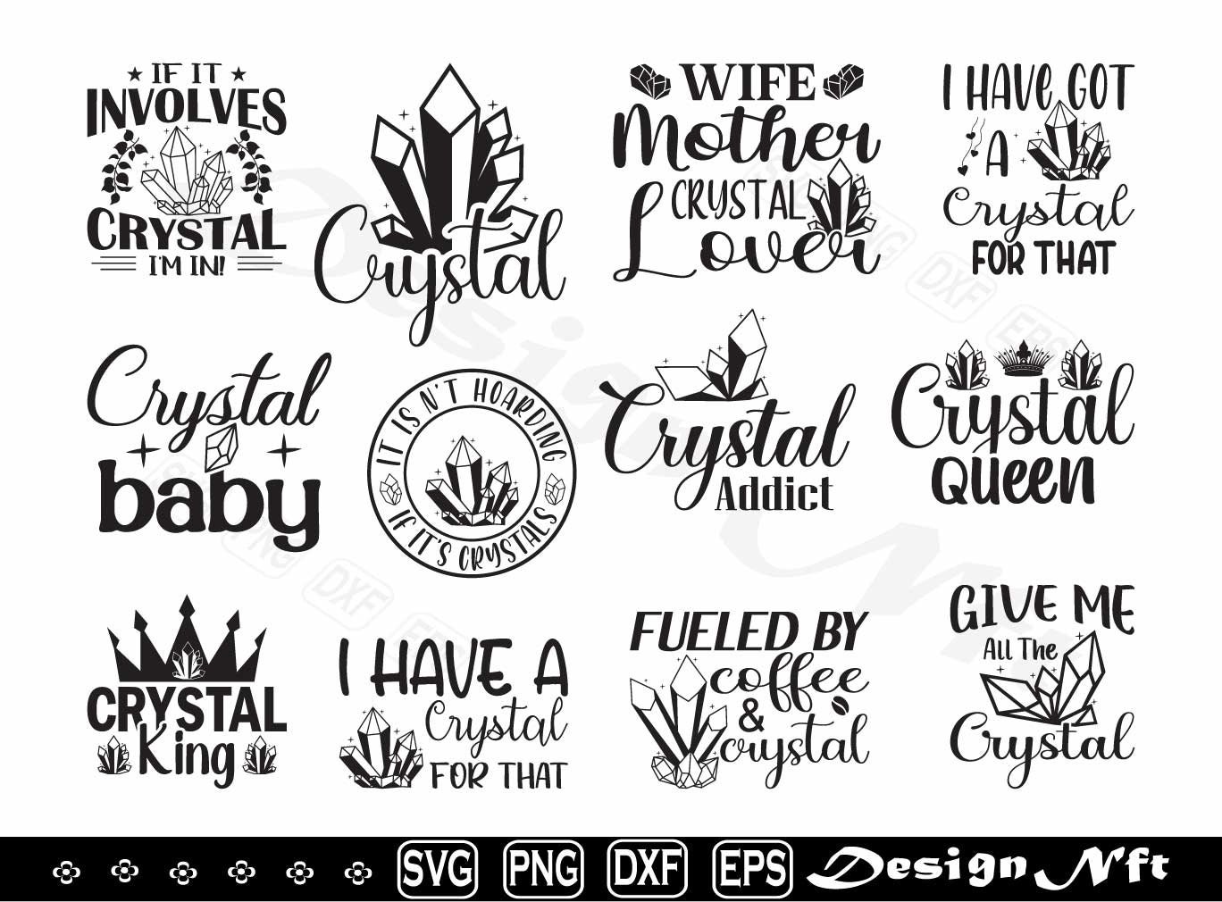 Crystals Svg, Clipart, Cut Files for Silhouette, Vector, Dxf, Eps, Png ...
