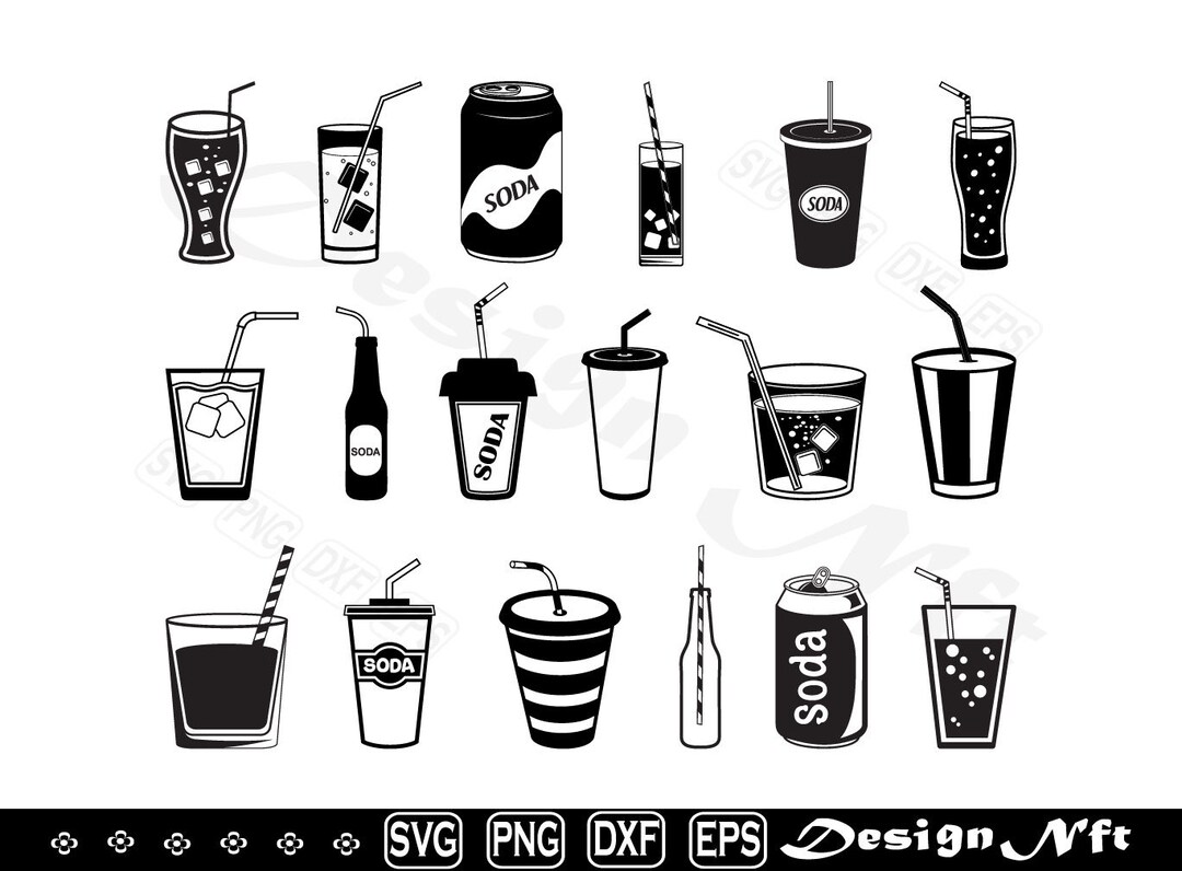 Soda Icon Svg, Clipart, Cut Files for Silhouette, Vector, Dxf, Eps, Png ...