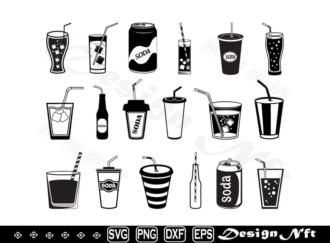 Soda Icon Svg, Clipart, Cut Files for Silhouette, Vector, Dxf, Eps, Png ...