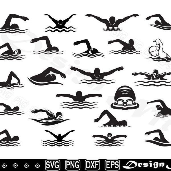 Swimmer Svg - Etsy