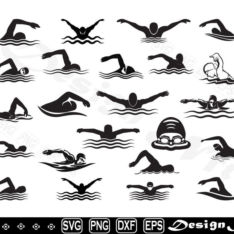 Swimming Clipart - Etsy