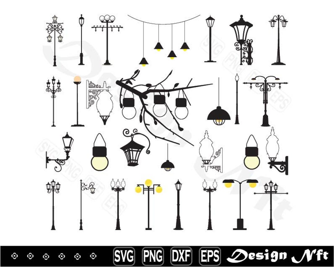 Street Lamp Post Svg, Lamp Post Svg, Road Lights Svg, Clipart, Cut ...