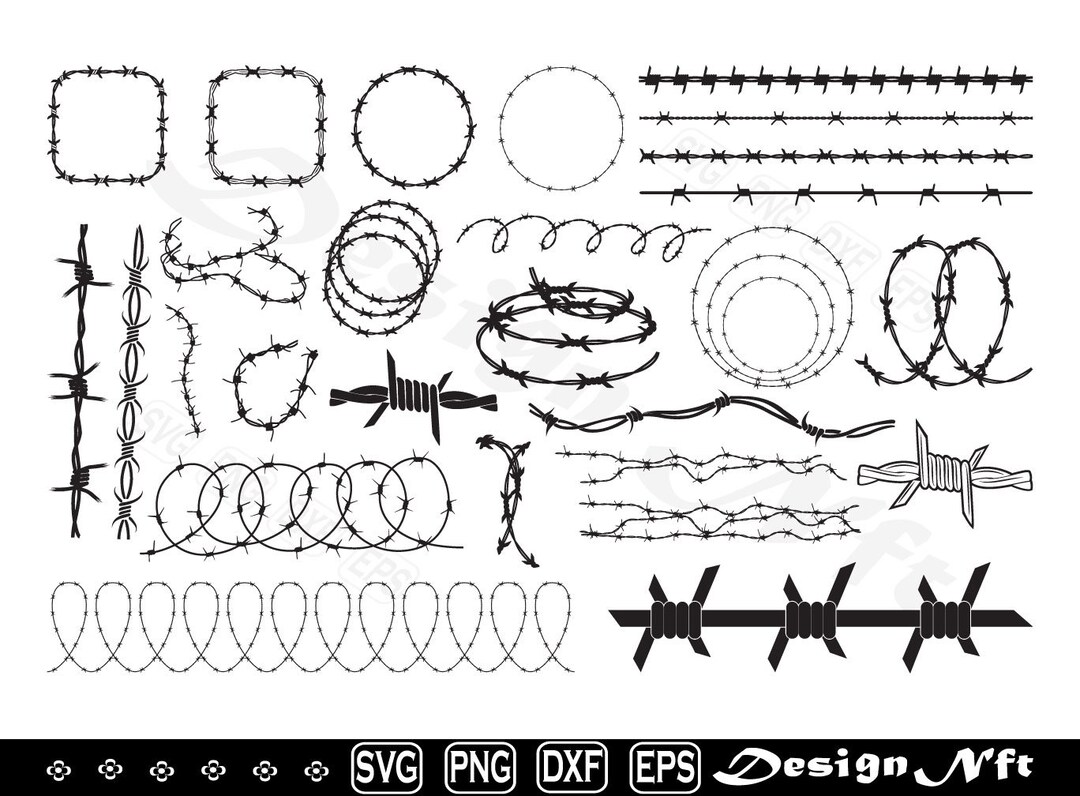 Barbed Wire Svg, Fence Wire Svg, Fencing Svg, Clipart, Cut Files for ...