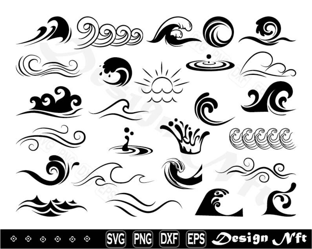 Wave Svg, Clipart, Cut Files for Silhouette, Vector, Dxf, Eps, Png, Design - Etsy