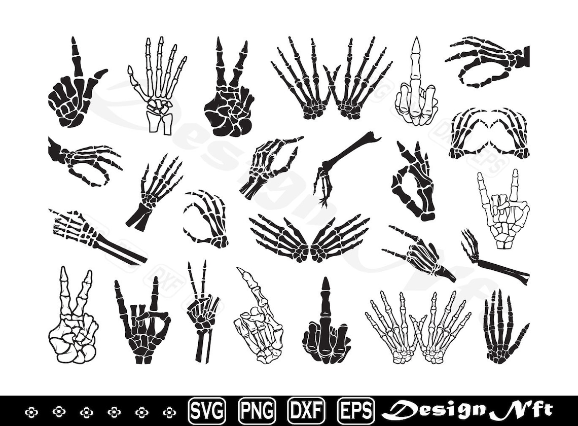 Skeleton Hands Svg, Skeleton Hands Clipart, Cut Files for Silhouette ...