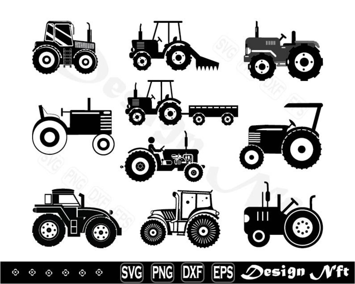 Tractor Svg Clipart Cut Files for Silhouette Vector Dxf - Etsy