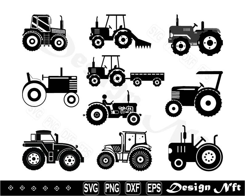 Tractor Svg, Clipart, Cut Files for Silhouette, Vector, Dxf, Eps, Png ...
