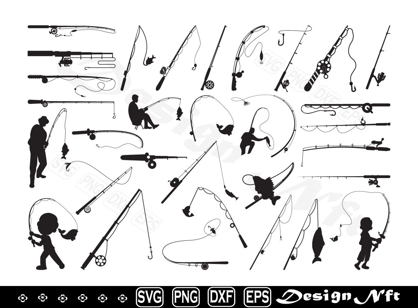 Fishing Rod Svg, Fishing Svg, Rod Svg, Cut File for Silhouette, Eps ...