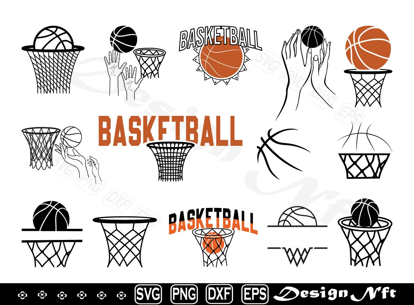 Basketball Svg, Clipart, Cut Files for Silhouette, Vector, Dxf, Eps ...