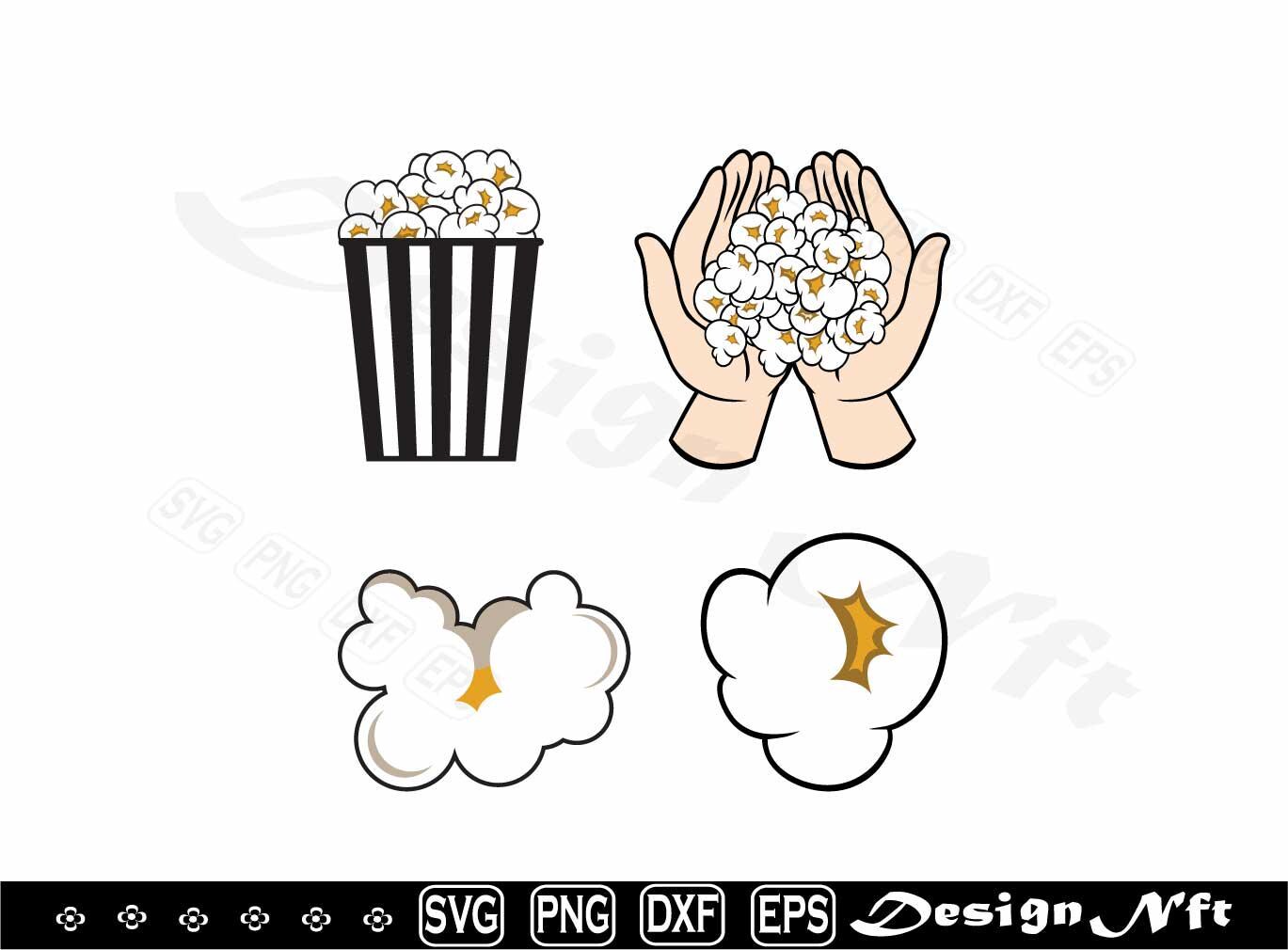 Popcorn Svg, Clipart, Cut Files for Silhouette, Vector, Dxf, Eps, Png ...