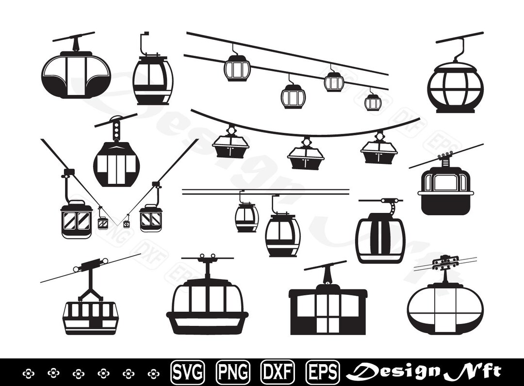 Cable Car Svg, Clipart, Cut Files for Silhouette, Vector, Dxf, Eps, Png ...