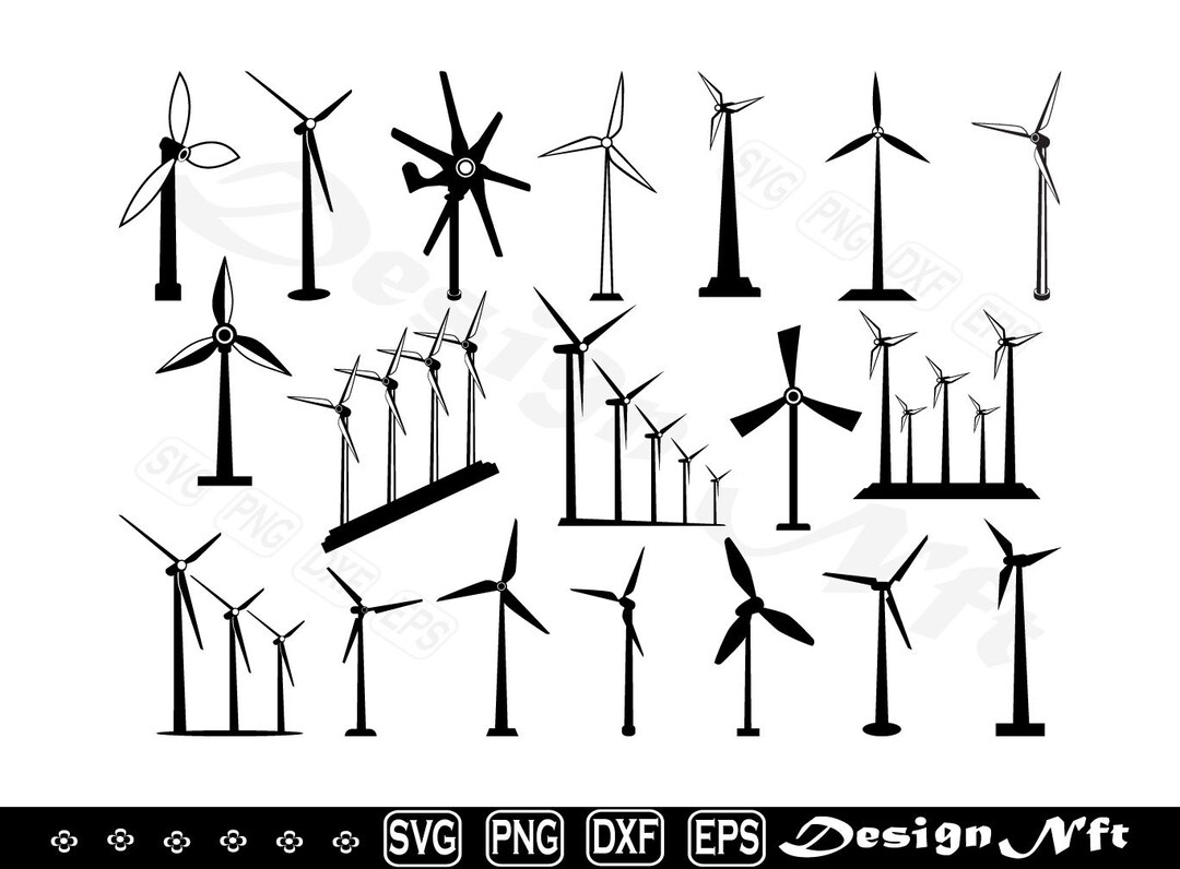 Wind Turbine Svg, Turbine Svg, Clipart, Cut Files for Silhouette ...