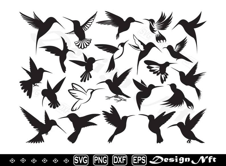 Hummingbird Svg, Bird Svg, Clipart, Cut Files for Silhouette, Vector ...