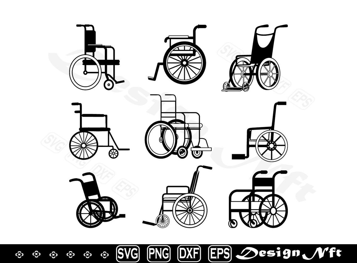 Wheelchair Svg, Clipart, Cut Files for Silhouette, Vector, Dxf, Eps ...