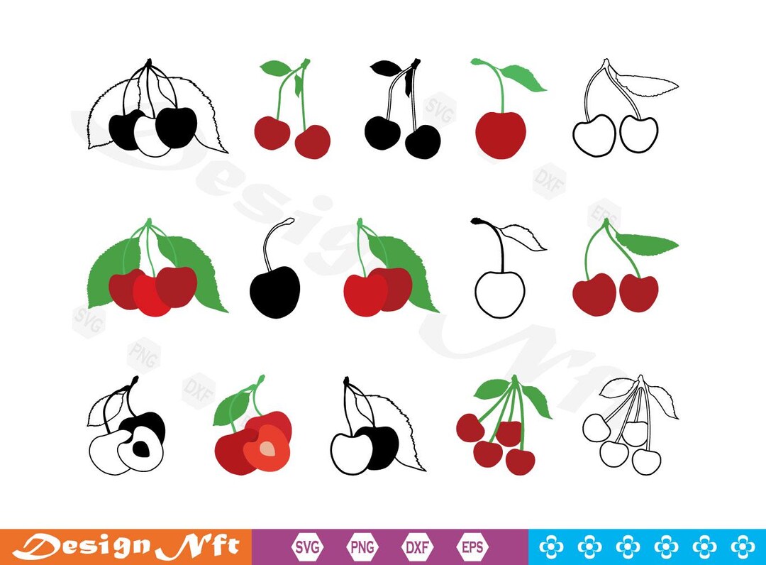 Cherry Svg, Clipart, Cut Files for Silhouette, Vector, Dxf, Eps, Png ...