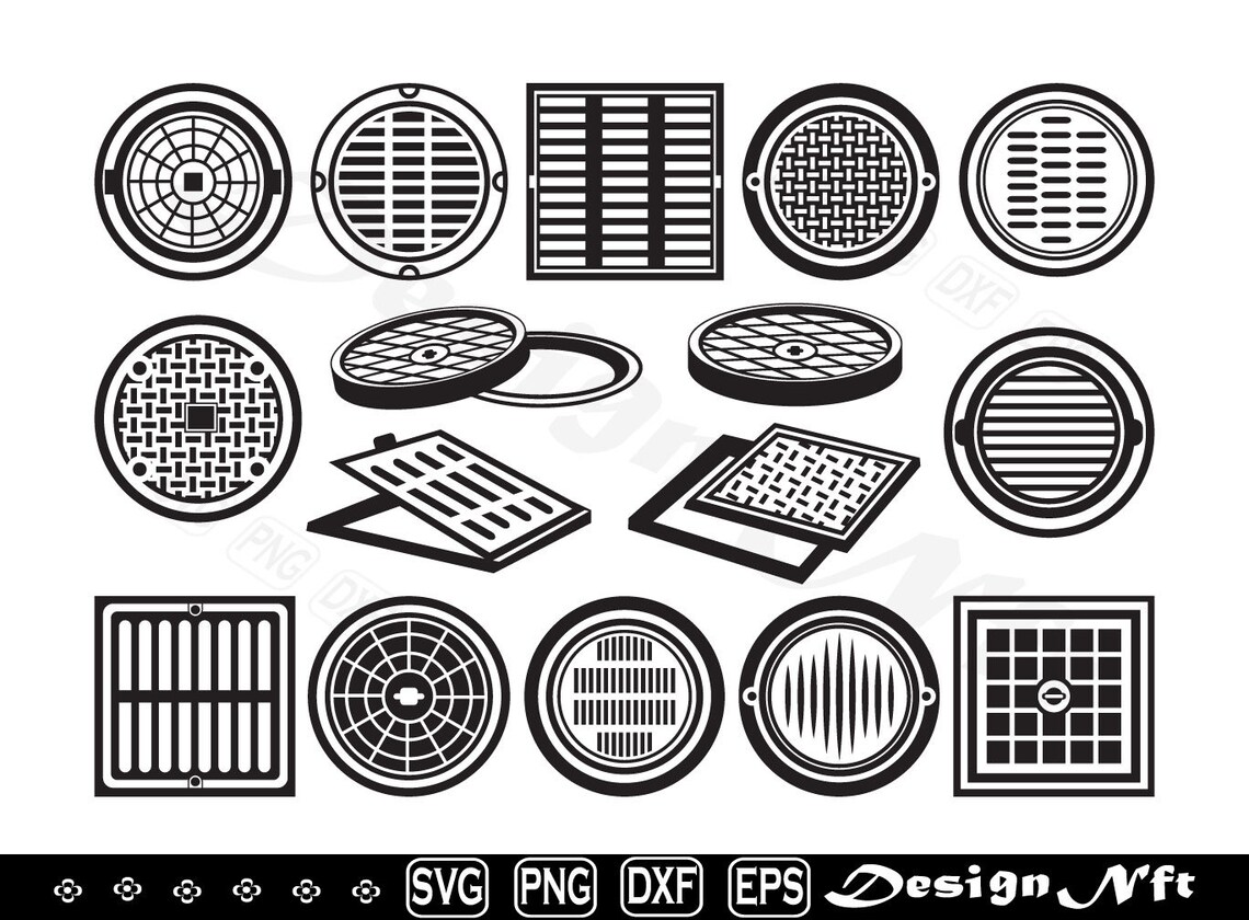 Manhole Cover Svg, Street Manhole Svg, Sewer Svg, Clipart, Cut Files ...