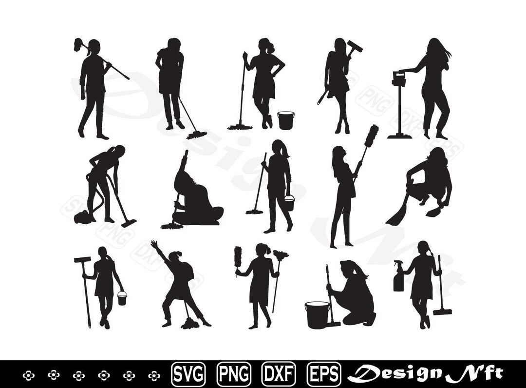Cleaning Women Svg, Cleaning Svg, Women Svg, Clipart, Cut Files for ...