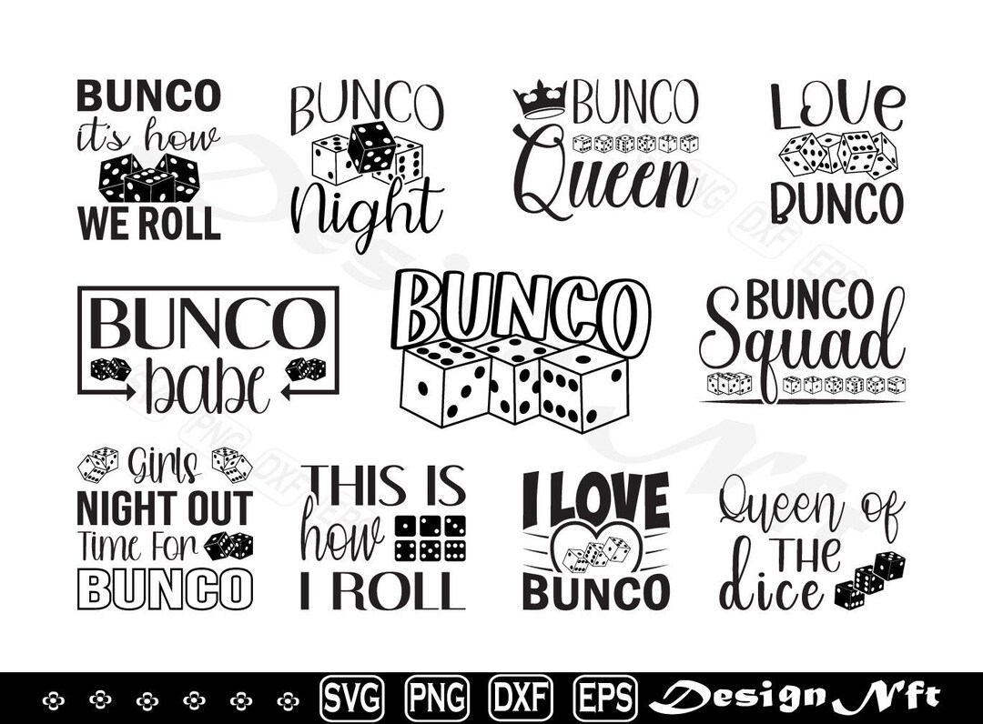 Bunco Svg, Clipart, Cut Files for Silhouette, Vector, Dxf, Eps, Png ...