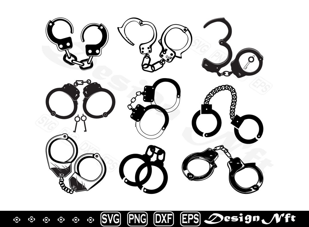 Handcuff Svg, Clipart, Cut Files for Silhouette, Vector, Dxf, Eps, Png ...