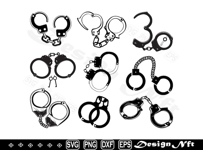 Handcuff Svg, Clipart, Cut Files for Silhouette, Vector, Dxf, Eps, Png ...