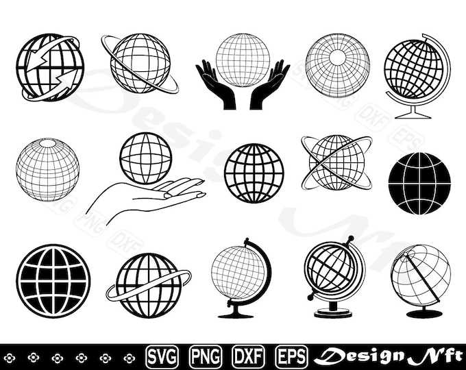Globe SVG, 1, Globe Cut File, Globe DXF, Globe PNG, Globe Clipart ...