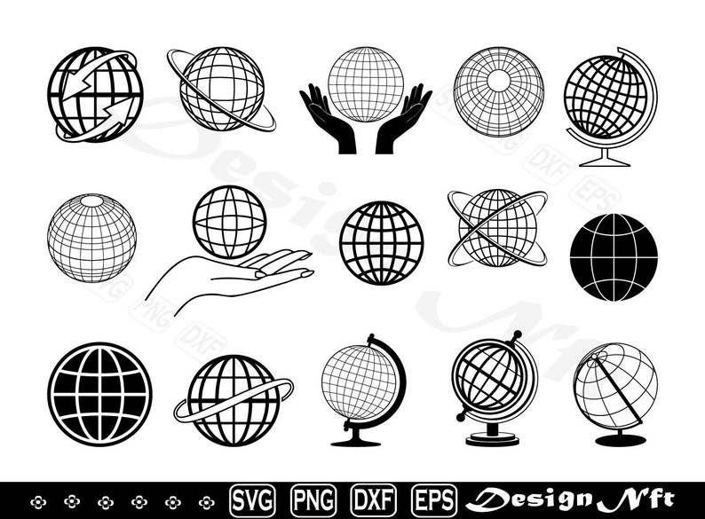 Globe Svg, Cut File for Silhouette, Eps, Dxf, Png, Clipart, Design - Etsy