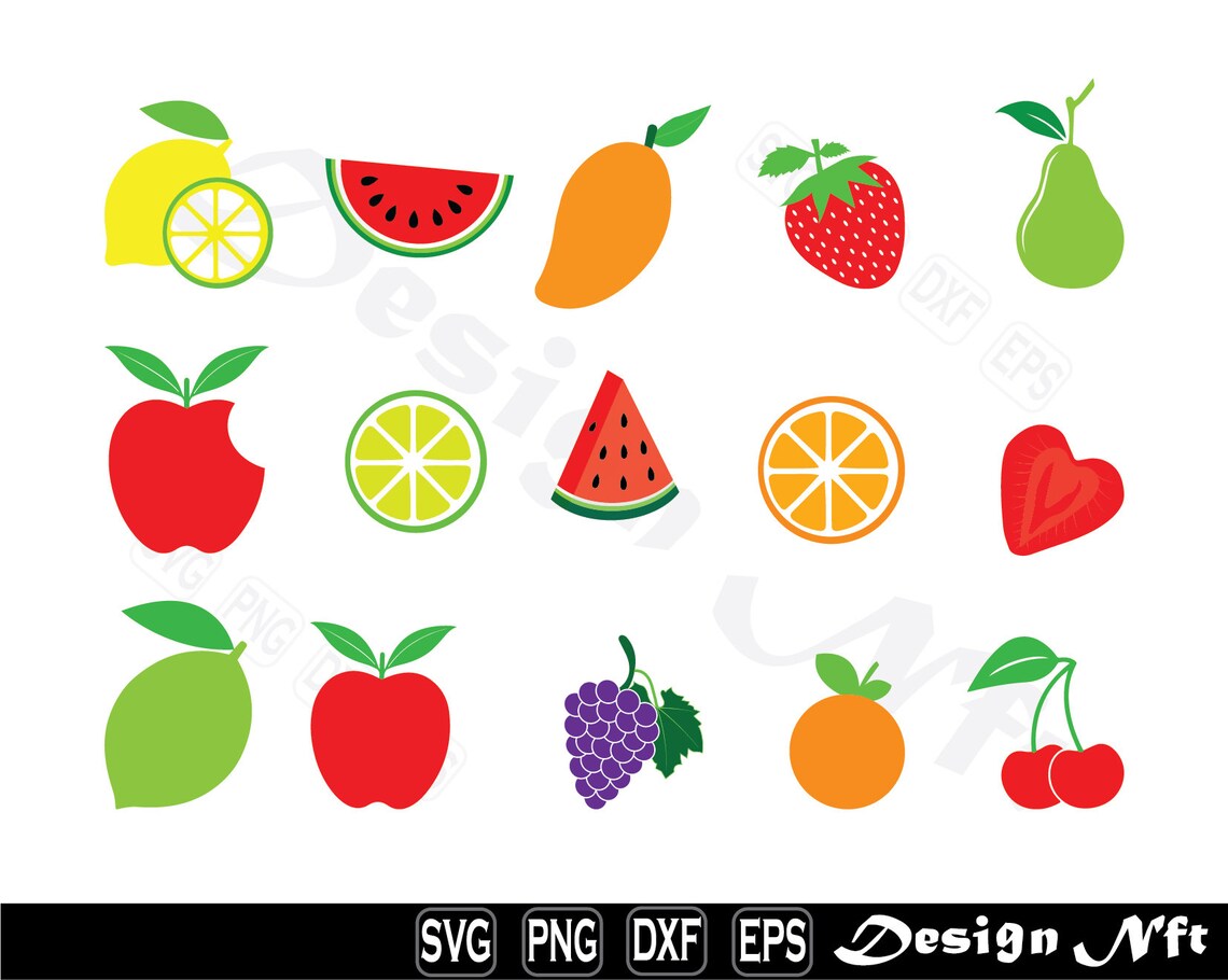 Fruits Svg Fruits Clipart Fruits Cut Files for Silhouette - Etsy