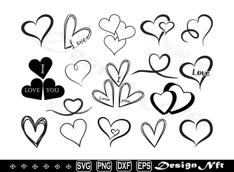 Heart Svg Clipart Cut Files For Silhouette Vector Dxf Eps Png