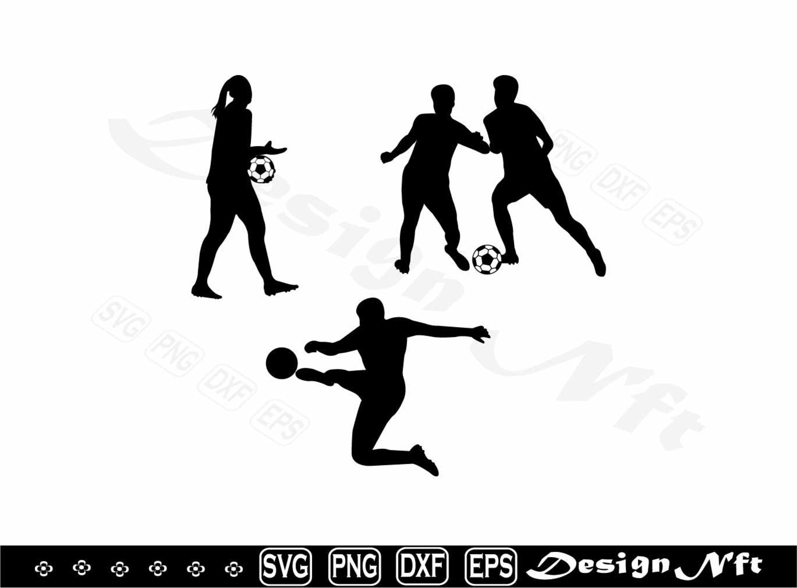 Soccer Player Svg, Clipart, Cut Files for Silhouette, Vector, Dxf, Eps ...