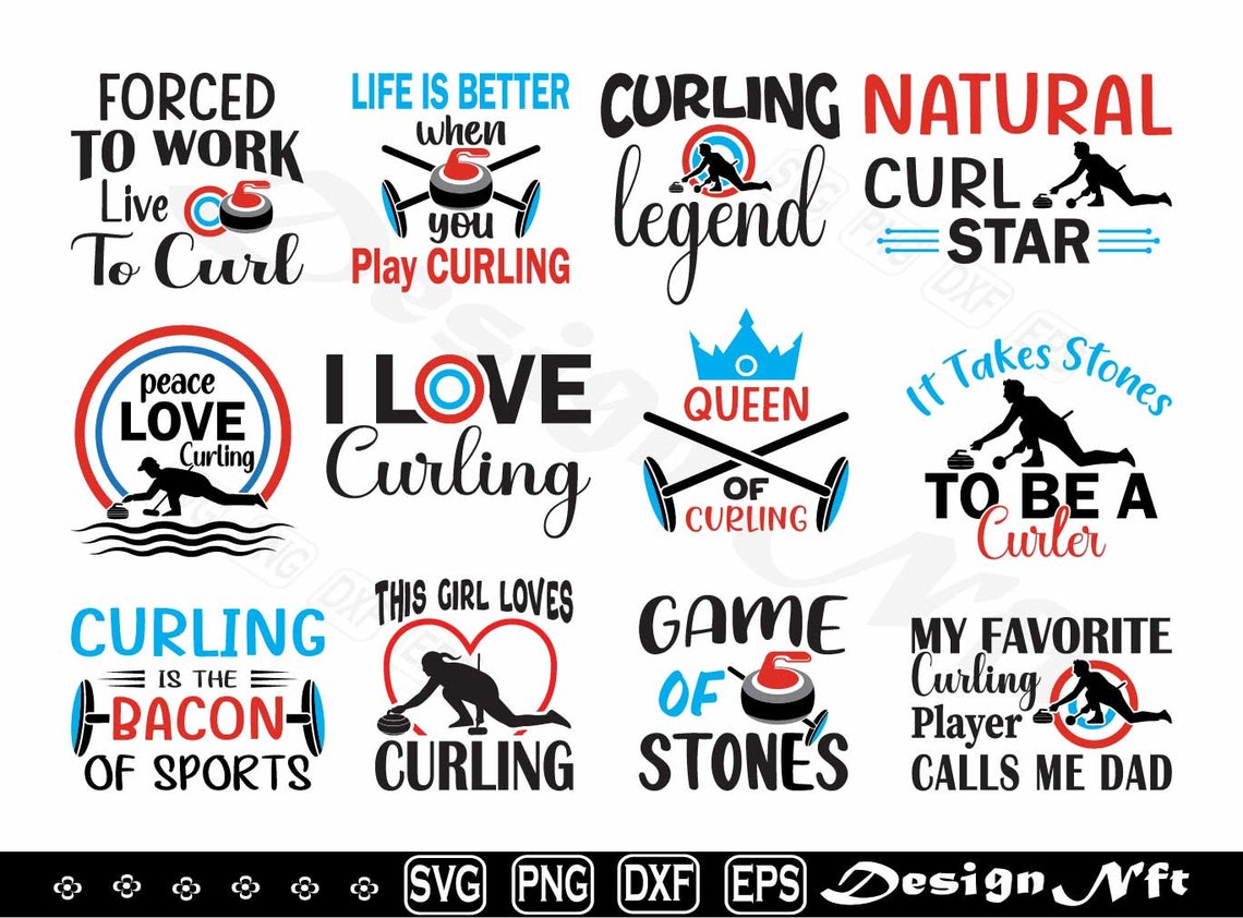 Curling Sport Svg, Clipart, Cut Files for Silhouette, Vector, Dxf, Eps ...