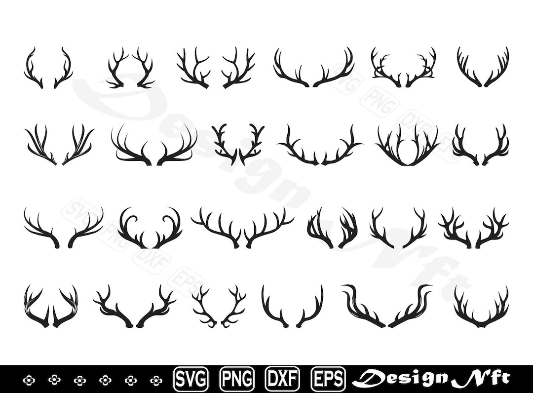 Deer Antlers Svg, Clipart, Cut Files for Silhouette, Vector, Dxf, Eps ...